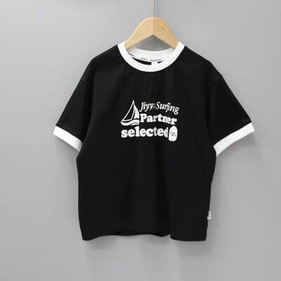 与系列110-140夏装 品牌折扣童装/儿童纯棉休闲短袖T恤22141黑