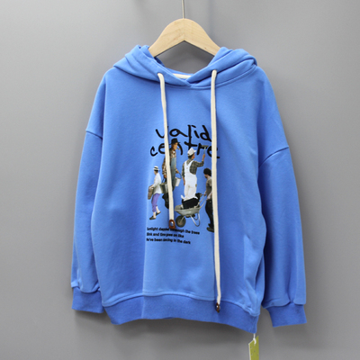 Y-HP家120-160春秋 童装品牌折扣/儿童休闲上衣带帽卫衣3336蓝