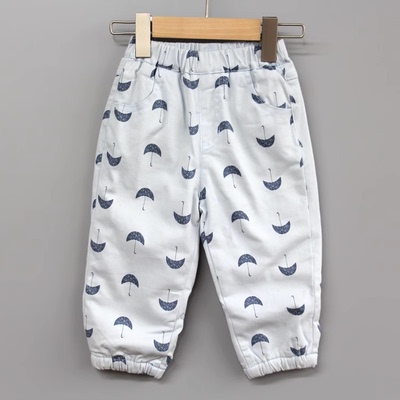 J安系列80-100秋冬 童装品牌折扣/儿童休闲加绒长裤23165蓝