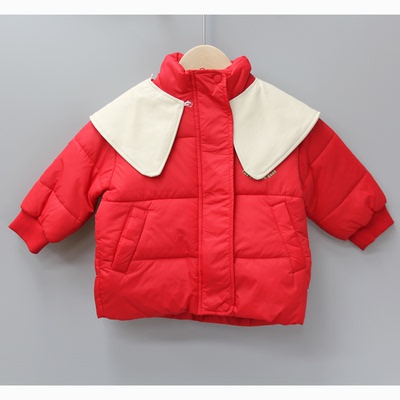 S植ke家100秋冬 品牌童装折扣/儿童棉袄棉服开衫外套12147红