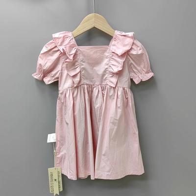 柏系列90夏 品牌童装折扣/儿童纯棉短袖连衣裙52218粉