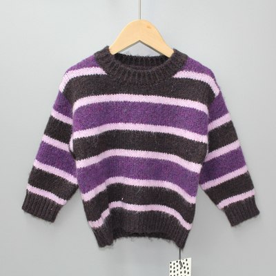 Y-U家80/100秋冬 品牌童装折扣/儿童休闲上衣圆领毛衣23407紫