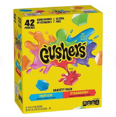 美国直邮 Fruit Gushers热带水果味爆浆软糖酸甜果汁零食爆汁糖果