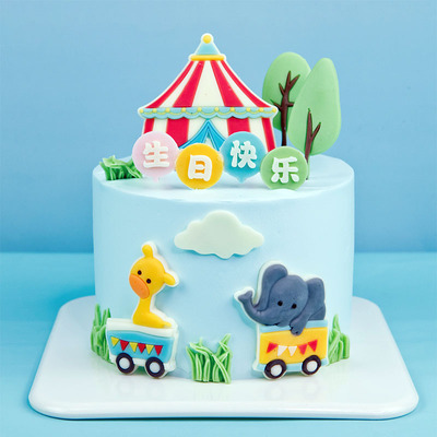 动物乐园成品可食用材料生日蛋糕