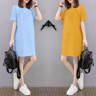 纯棉白色连衣裙大码打底裙t恤裙