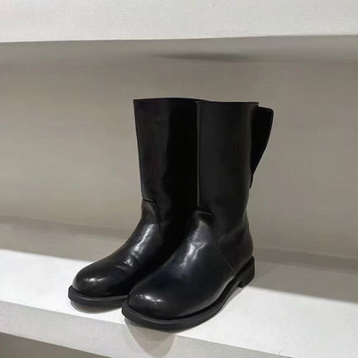 韩版howus靴小众两穿慵懒套筒百搭新款中筒靴圆头厚底骑士靴女