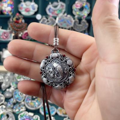 9999纯银母子像吊坠复古泰银项链