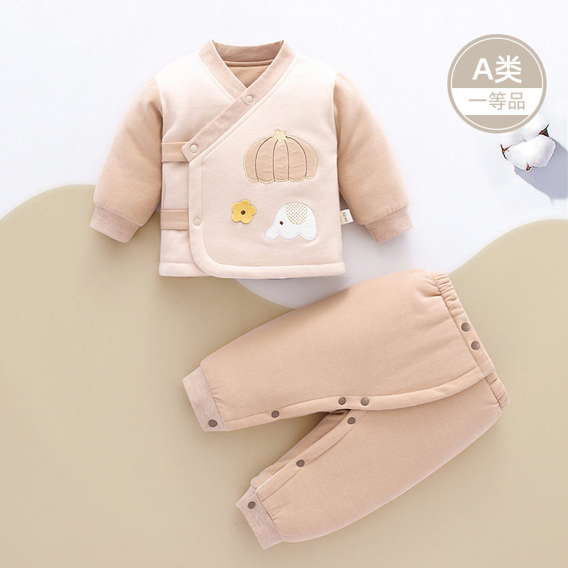 新生儿秋冬分体纯棉可开档棉服宝宝冬季保暖两件套套装婴幼儿衣服
