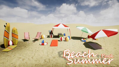 UE4 虚幻4 Beach Summer Pack 4.15-4.19 沙滩夏季道具资源包