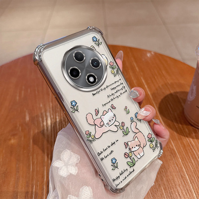 可爱猫咪适用oppoA3iplus手机壳oppo新款A3i硅胶套plus镜头全包PKA110气囊防摔5g透明软opa女0pp0卡通oppopka