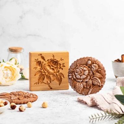 榉木印花饼干模具圣诞节动物饼干