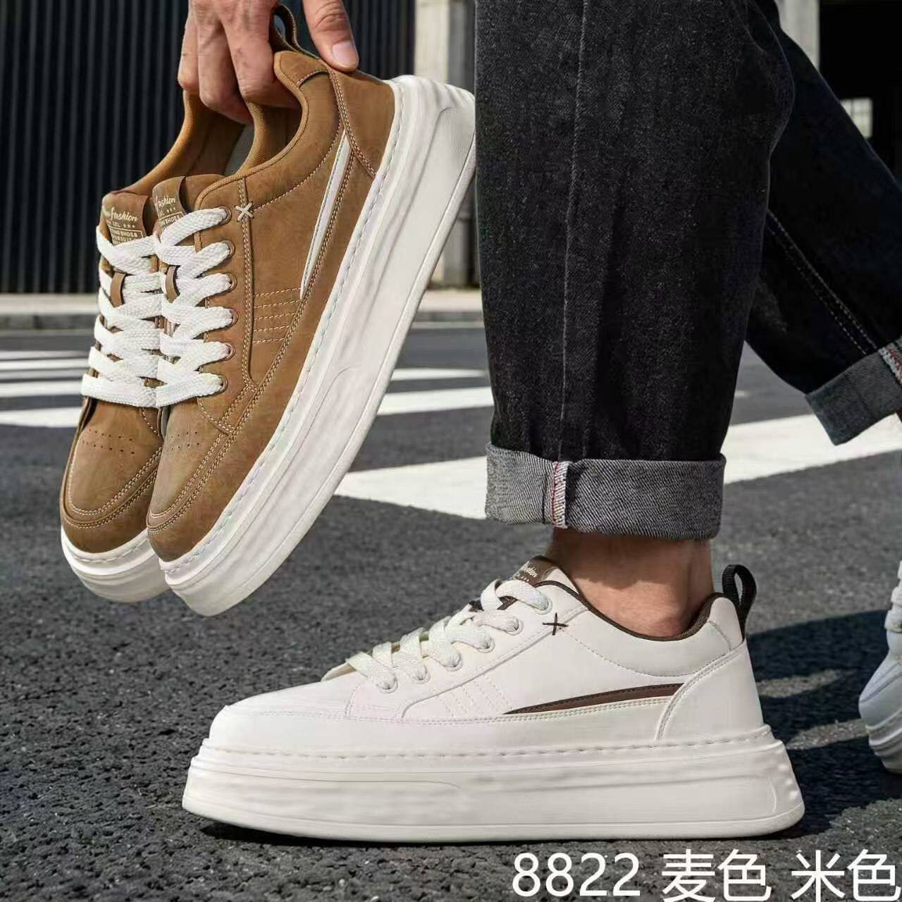 KFT脚王专柜男鞋2026新款秋季韩版皮面舒适百搭时尚小白鞋潮板鞋