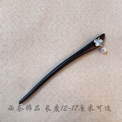 手工黑檀木花朵发簪古风日常发饰气质盘发簪子现代简约新中式