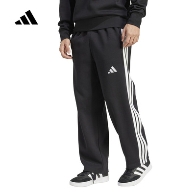 adidas阿迪达斯运动裤男2025冬季三条纹足球风宽松直筒长裤JM1770