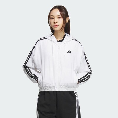 adidas阿迪达斯外套女子2025春季新款运动休闲连帽梭织夹克JZ2161