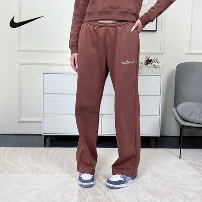 Nike耐克女裤2025冬季休闲裤针织直筒宽松运动保暖长裤IM7499-265