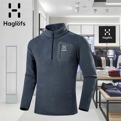 HAGLOFS火柴棍户外超柔抓绒衣秋冬新款立领保暖长袖T恤打底衫上衣