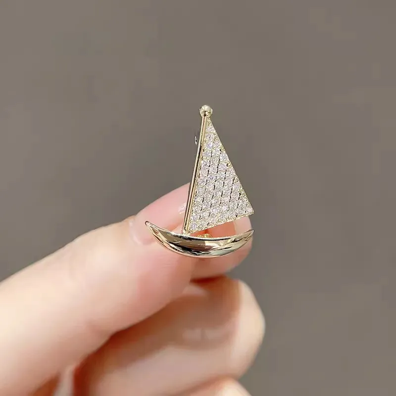 高档海军帆船小别针固定衣服扣百搭精致胸针女开衫西装配饰小胸花