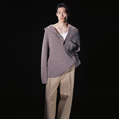 UNICAHOMME绵羊毛肌理感连帽针织