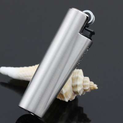 正品 CLIPPER/可利福金属套砂轮打火机 可充气 银色亚光