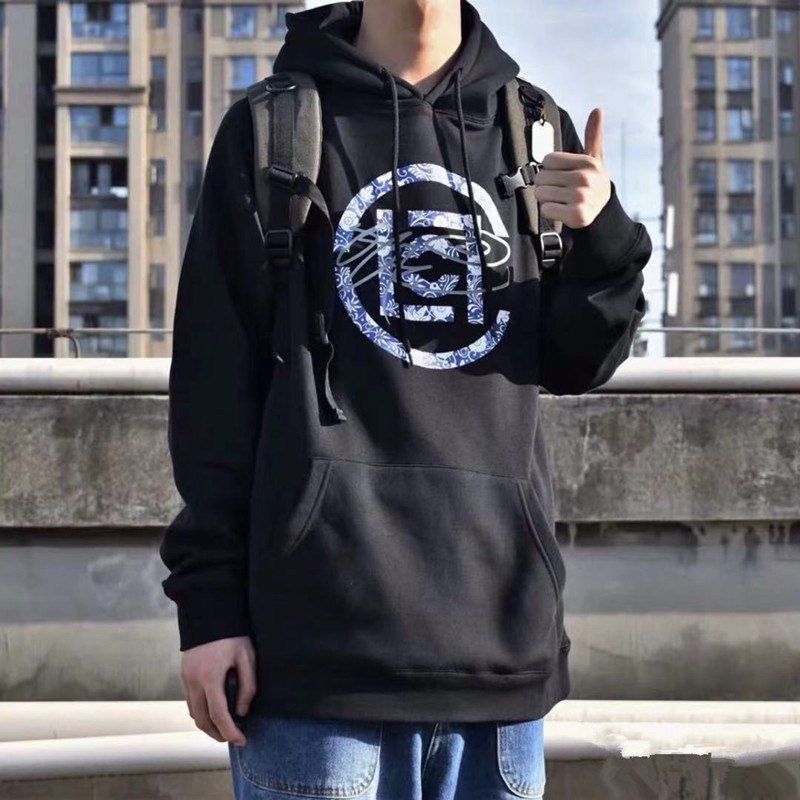 SSUR PLUS X CLOT青花瓷帽衫男女情侣同款宽松休闲外套卫衣_虎窝淘