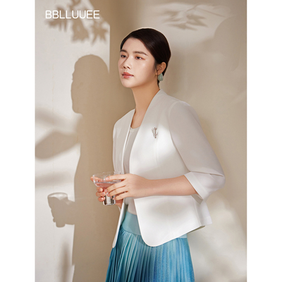 BBLLUUEE/粉蓝衣橱2026春夏女装职场ol百搭七分袖质感西装短外套