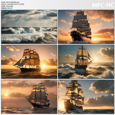 年会开场扬帆起航海洋扬帆起航房船帆启航新征程起点背景视频素材