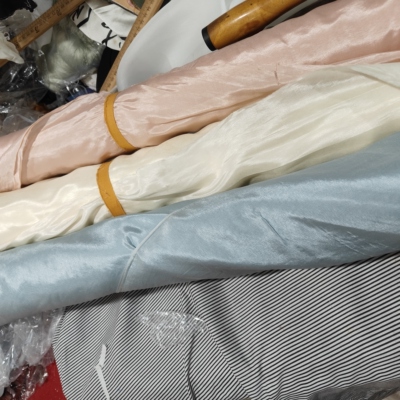 夏季加念柞丝绸真丝古装茶服软纱布 10姆米柞丝纺100% 粉嫩丝绸纱