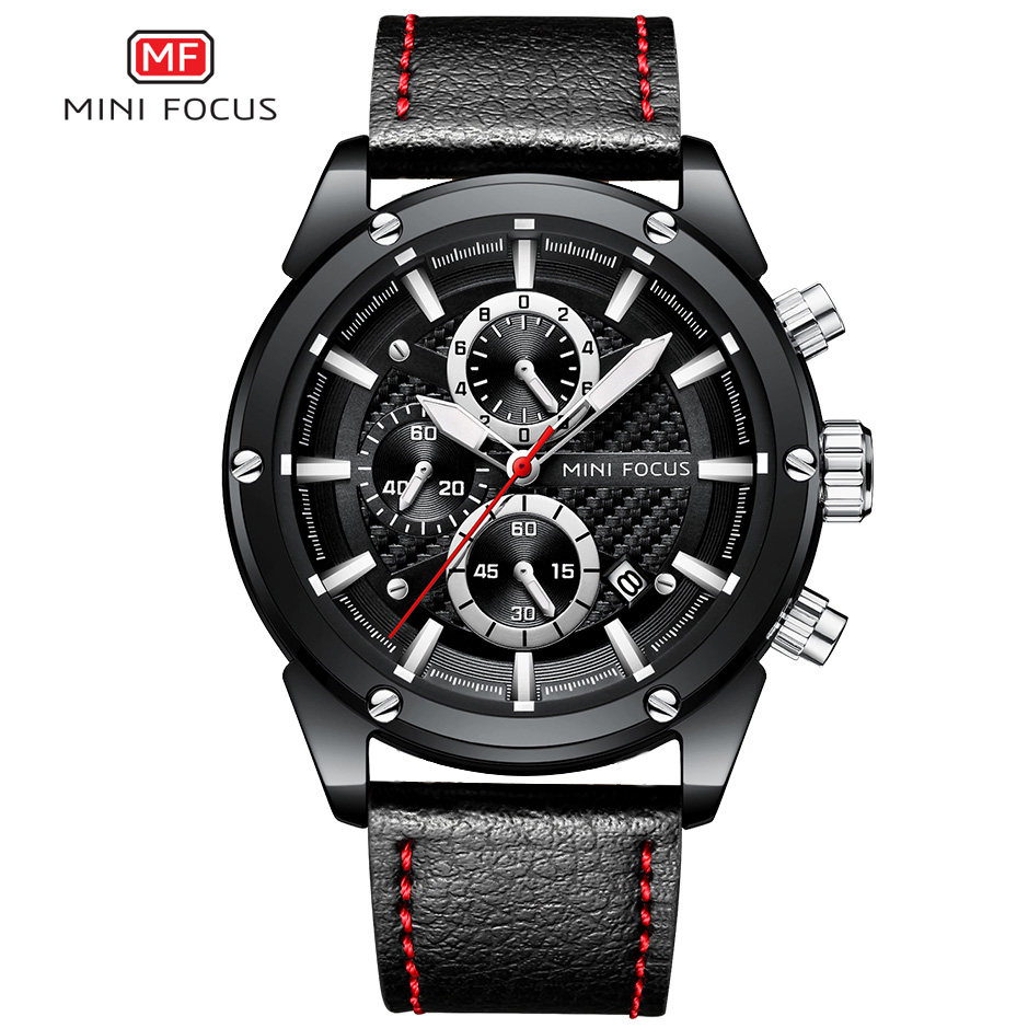 福克斯棕色男手表百搭真皮商务时尚复古商务休闲手表Watches