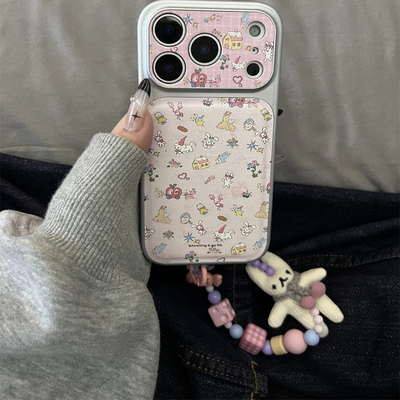 韩国可爱童趣插画满屏小狗电镀银适用iphone16pro手机壳苹果17新款15创意14pro女17超火15promax防摔保护套