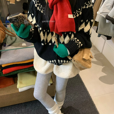 MZI STUDIO-围费尔岛韩标提花复古情怀翻领拉链外套保暖毛衣25117