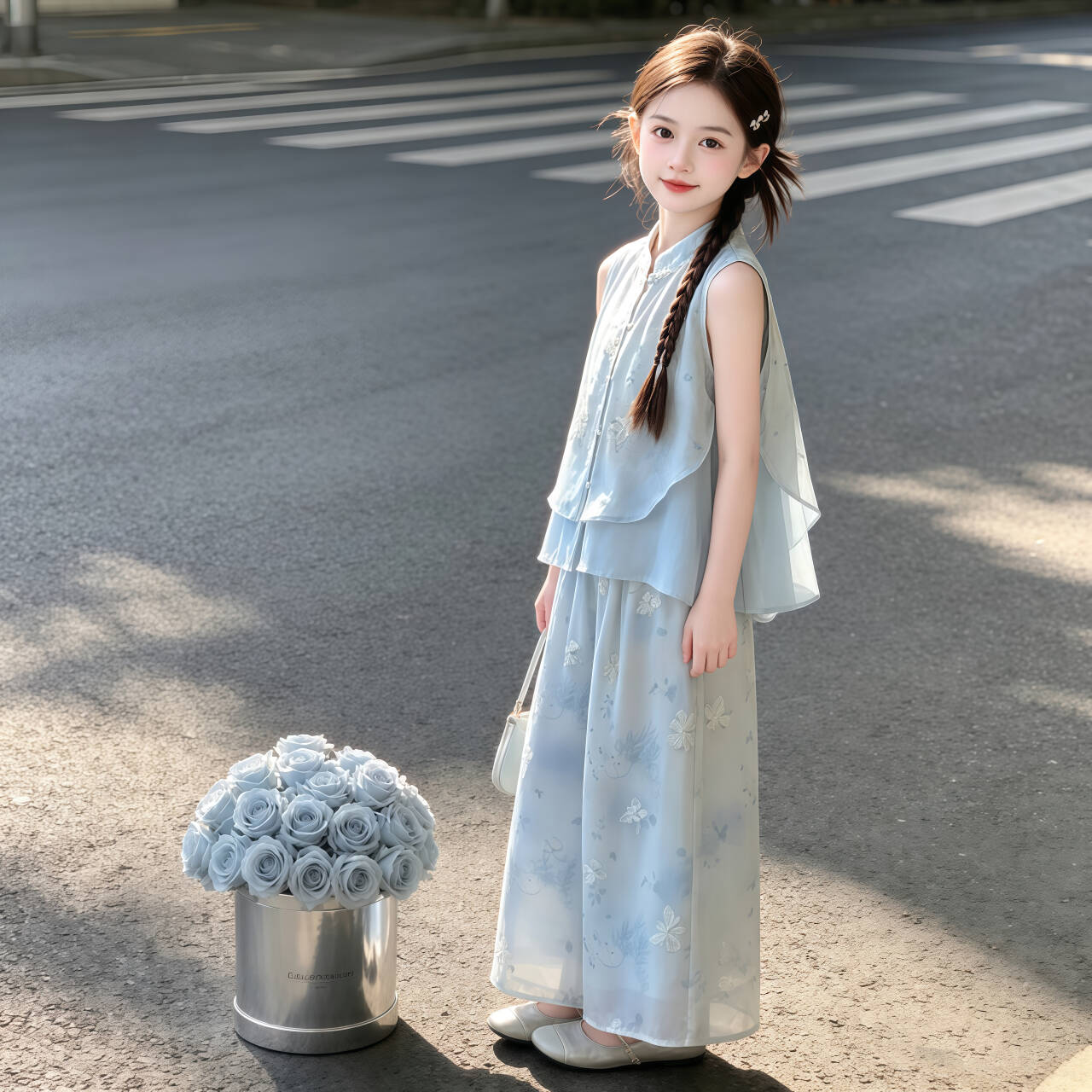 女童国风演出套装夏季新中式表演服两件套唐装汉服端午节纳福衣服