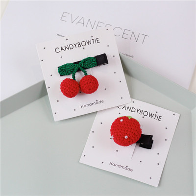 手工编织可爱风小樱桃儿童发夹