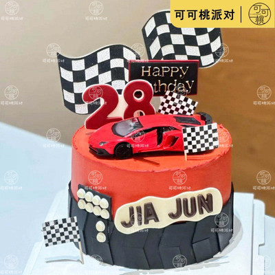 法拉利合金车赛车蛋糕装饰玩具车