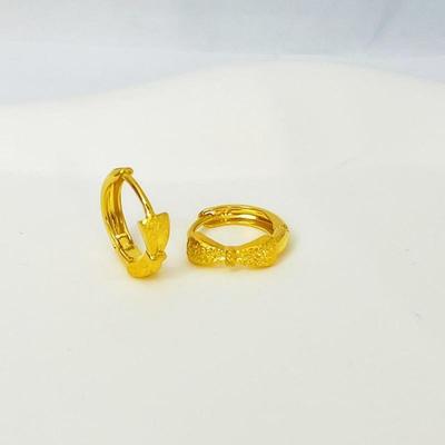 金店同款24k黄金耳环女素圈耳扣