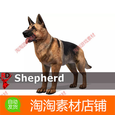Unity3d Dog - Shepherd 2.0 动物狗德国牧羊犬猎犬动作动画模型