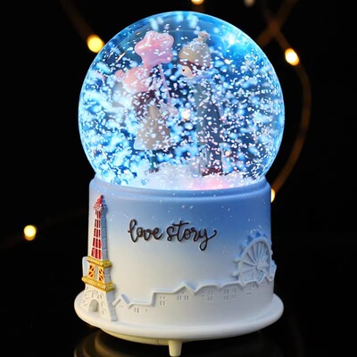 情人节礼物送女友发光下雪水晶