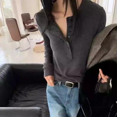 TEMPTING排扣圆领舒适百搭打底t