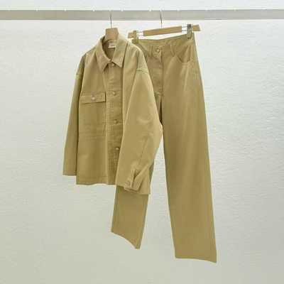 STATEMENT春款休闲卡其夹克套装