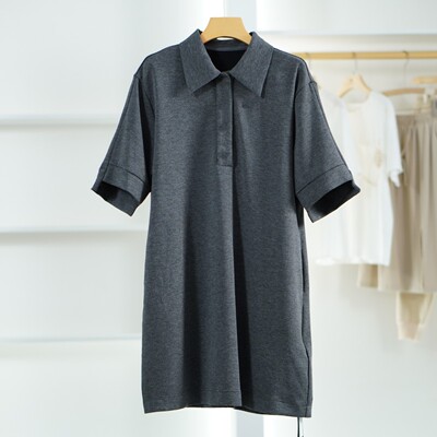 【小黑南油】S444-5  女装时尚POLO半袖连衣裙灰色22119