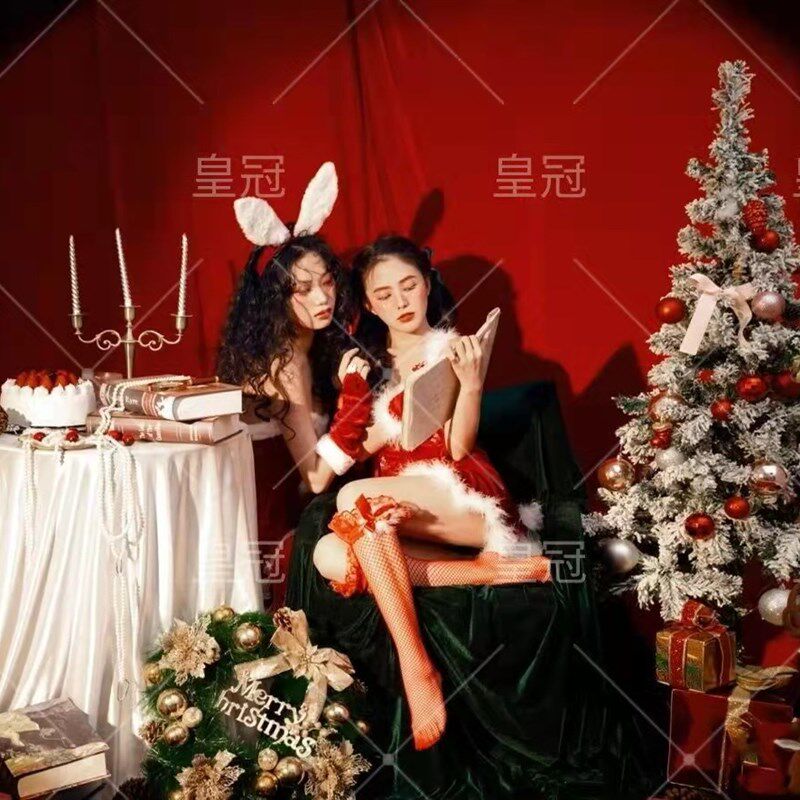 影楼新款圣诞主题兔女郎写真服装时尚个性闺蜜新年艺术照摄影服饰