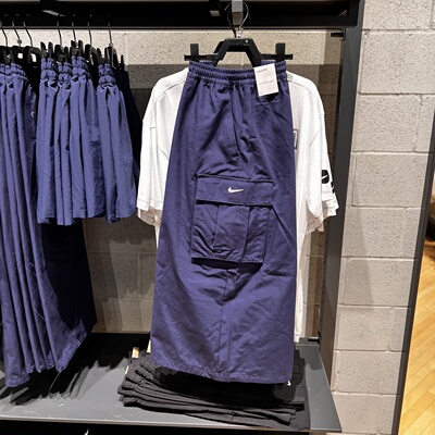 Nike耐克女裙25夏新款大口袋工装裙运动休闲抽绳半身裙HV2497-410