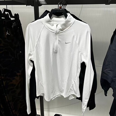 NIKE耐克女子透气速干跑步上衣反光半拉链立领运动卫衣HV2843-100