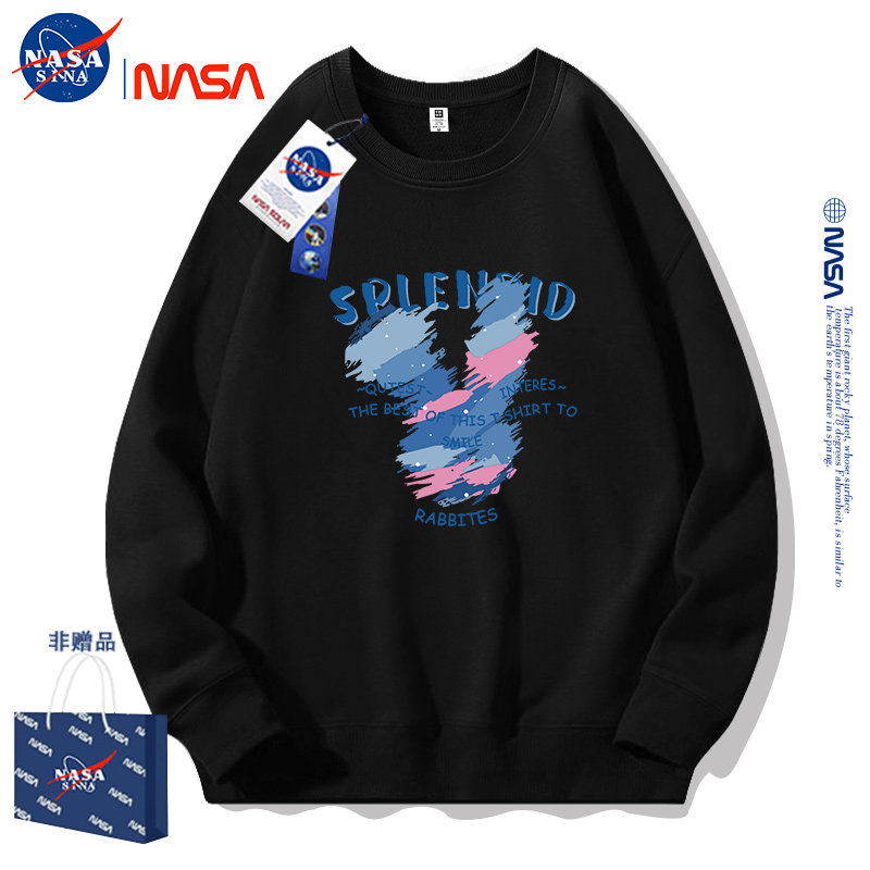 NASA联名圆领卫衣男女同款秋季宽松套头衫上衣圆领情侣装运动服潮
