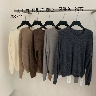 秋上新慵懒风拉毛羊毛保暖毛衣（含91.5绵羊毛）3711