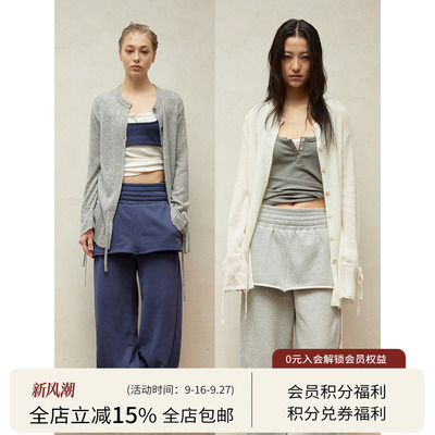 SQUARE CIRCLE 方圆绵羊毛羊驼毛氛围感系带抽绳慵懒微透毛衣开衫