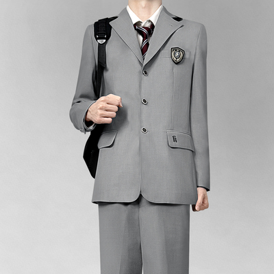 木村叔日系dk制服灰色西装外套男生秋季学院风原创刺绣成人礼班服