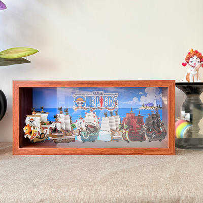 适用泡泡玛特航海王伟大的航路海贼王模型盲盒手办场景收纳展示盒