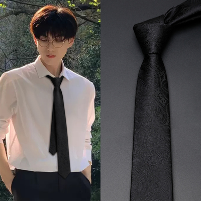 领带男黑色正装休闲拉链式免打结