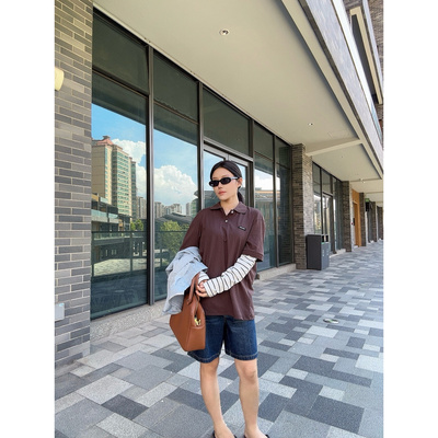 忧郁的米老虎/假两件条纹拼接长袖T恤女宽松休闲百搭上衣